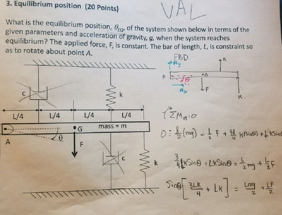 Solved 3. Equilibrium position (20 Points) What is the | Chegg.com