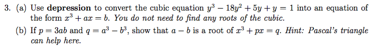 Solved (a) Use depression to convert the cubic equation y^3 | Chegg.com