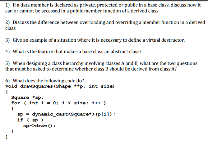Solved If a data member is declared as private, protected or | Chegg.com