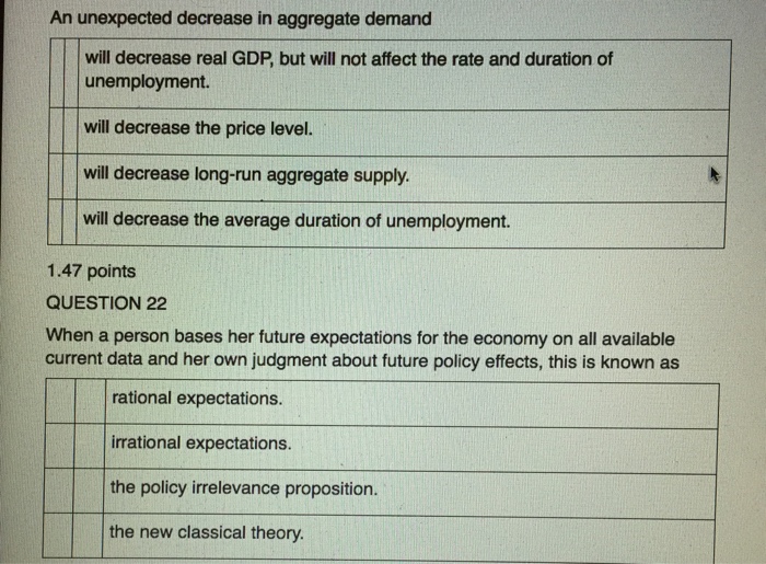 Solved An Unexpected Decrease In Aggregate Demand When A 5942