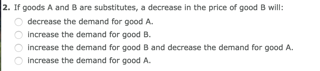Solved If goods A and B are substitutes, a decrease in the | Chegg.com