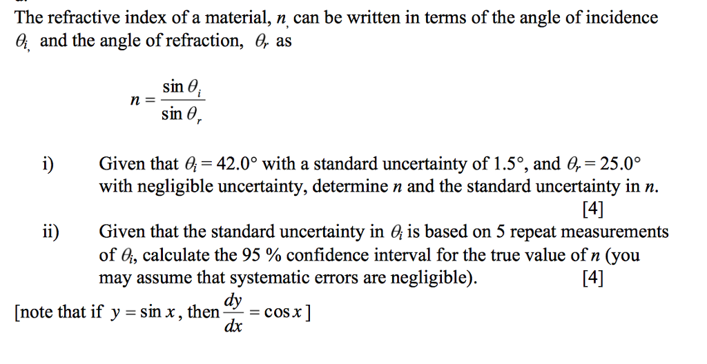 Solved The refractive index of a material, n can be written | Chegg.com