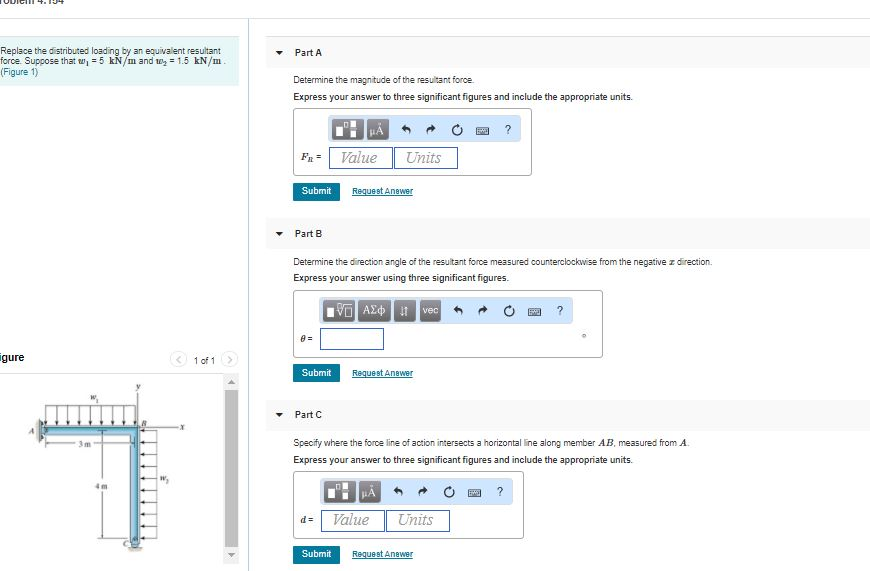 Solved Replace the distributed loading by an equivalent | Chegg.com