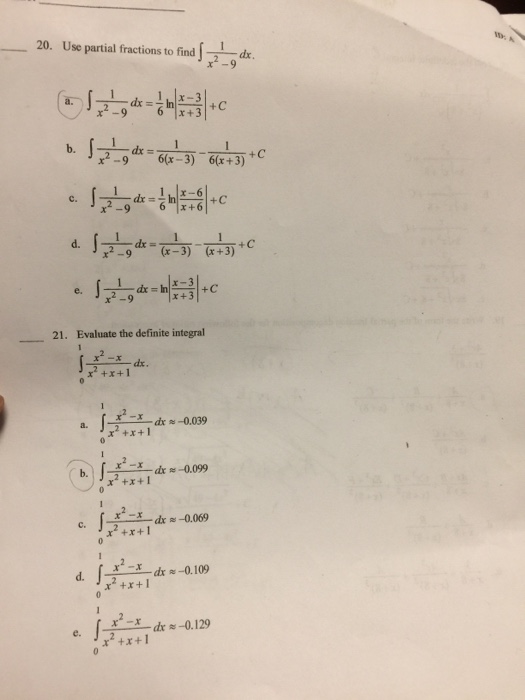 Solved Use partial fractions to find integral1/x^2 - 9 dx. | Chegg.com