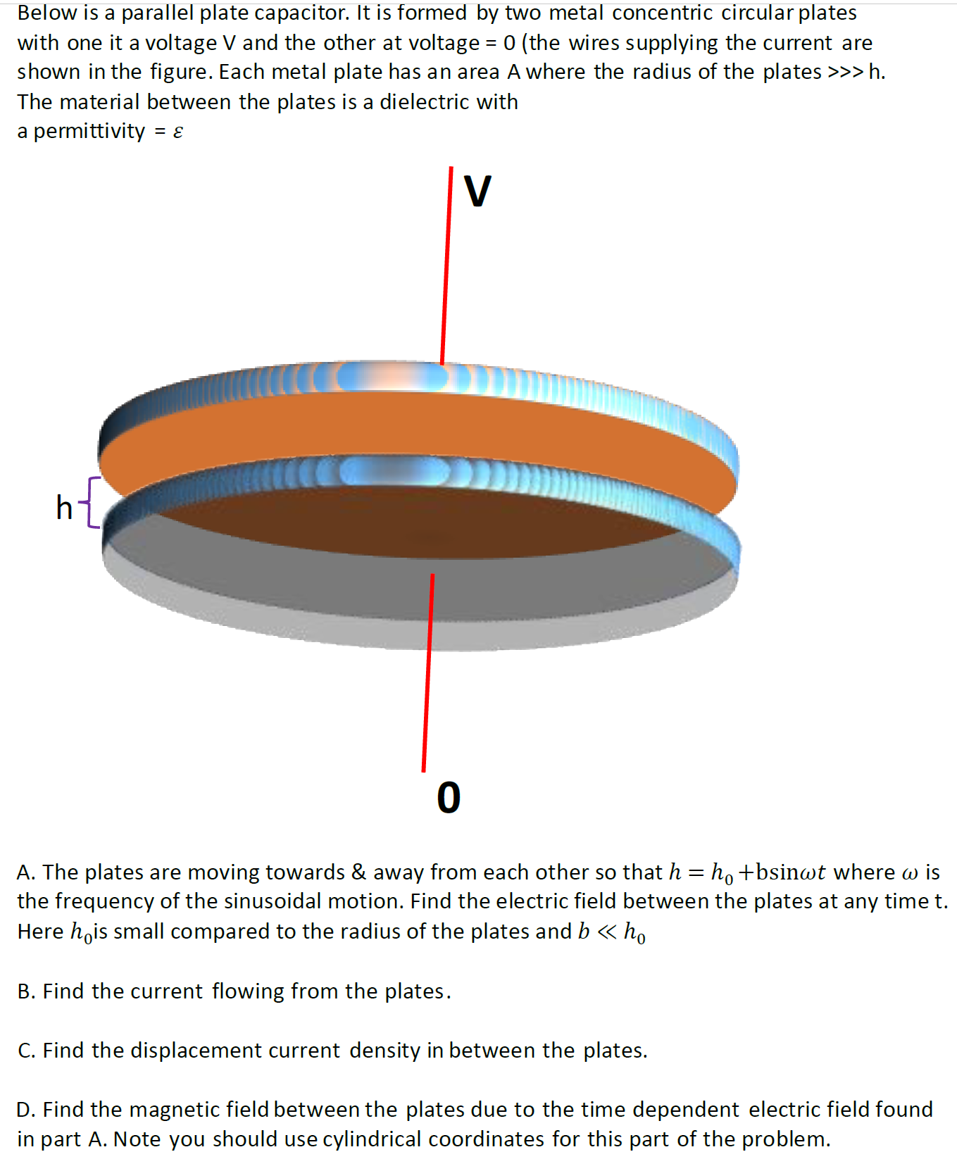 Solved Below is a parallel plate capacitor. It is formed by | Chegg.com