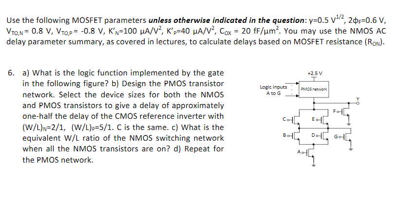 Solved Use the following MOSFET parameters unless otherwise | Chegg.com