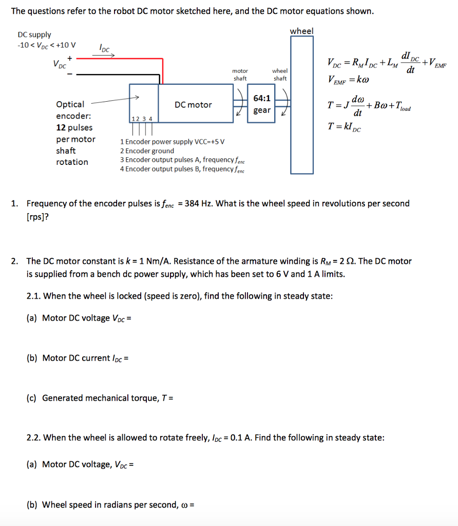 Solved The questions refer to the robot DC motor sketched | Chegg.com
