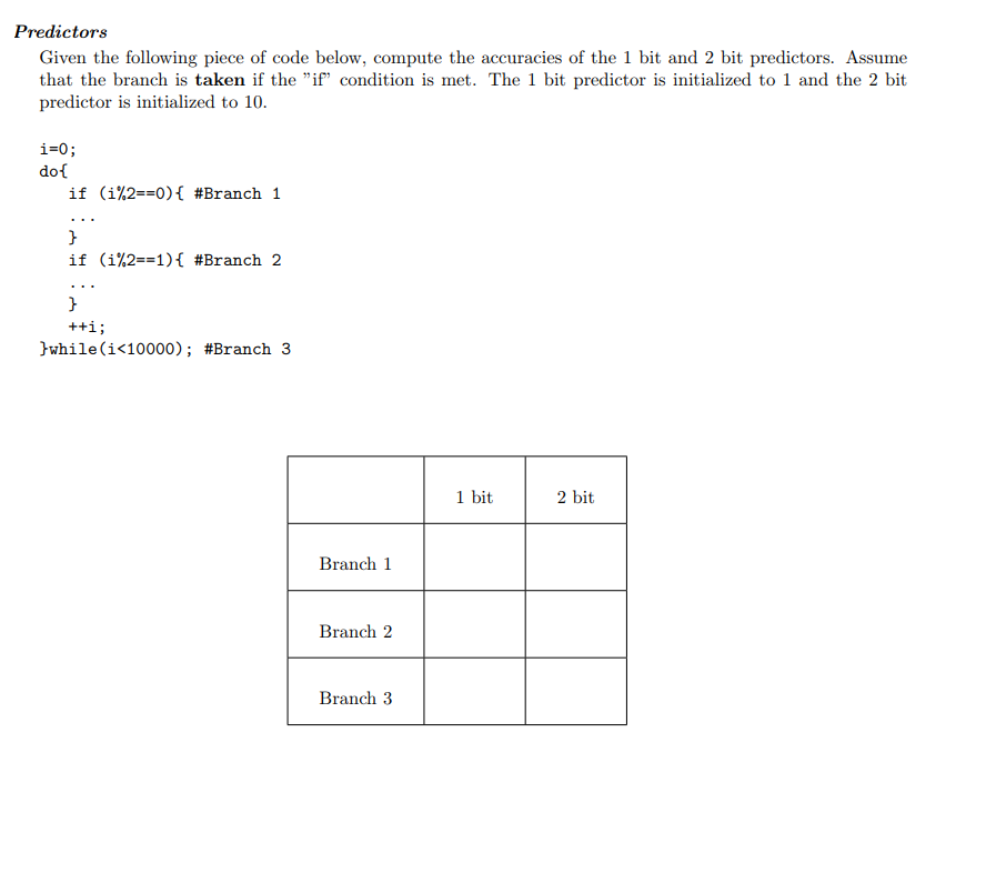 Solved Predictors Given the following piece of code below, | Chegg.com