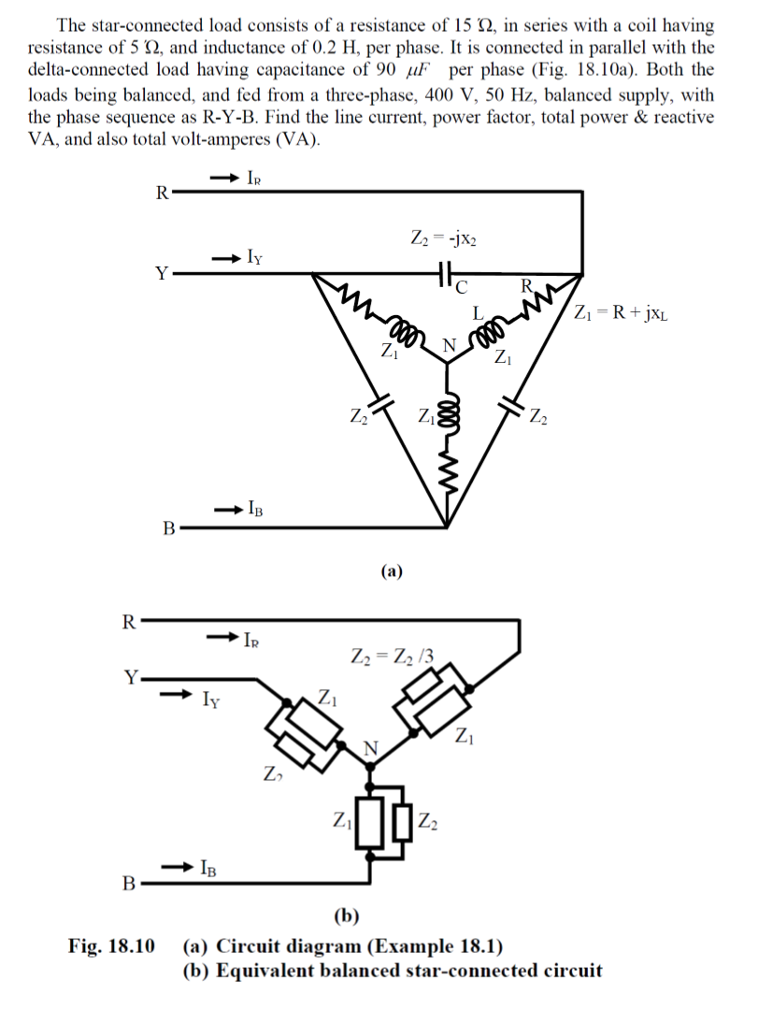 Solved The star-connected load consists of a resistance of | Chegg.com