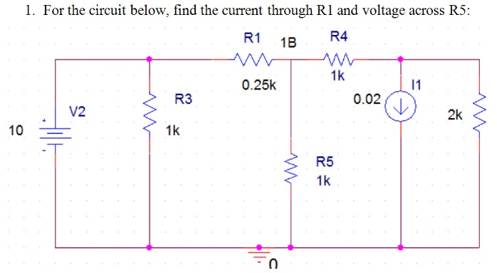 Solved For the circuit below, find the current through R1 | Chegg.com