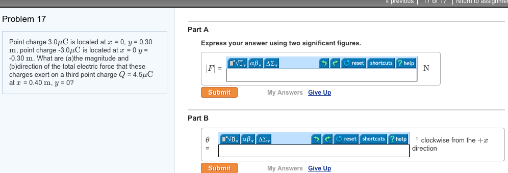 Solved Point charge 3.0/iC is located at x = 0, y - 0.30 m, | Chegg.com