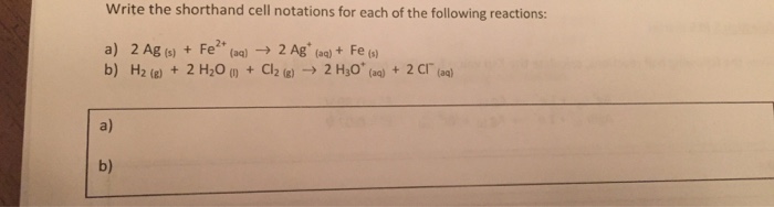 Solved Write the shorthand cell notations for each of the | Chegg.com