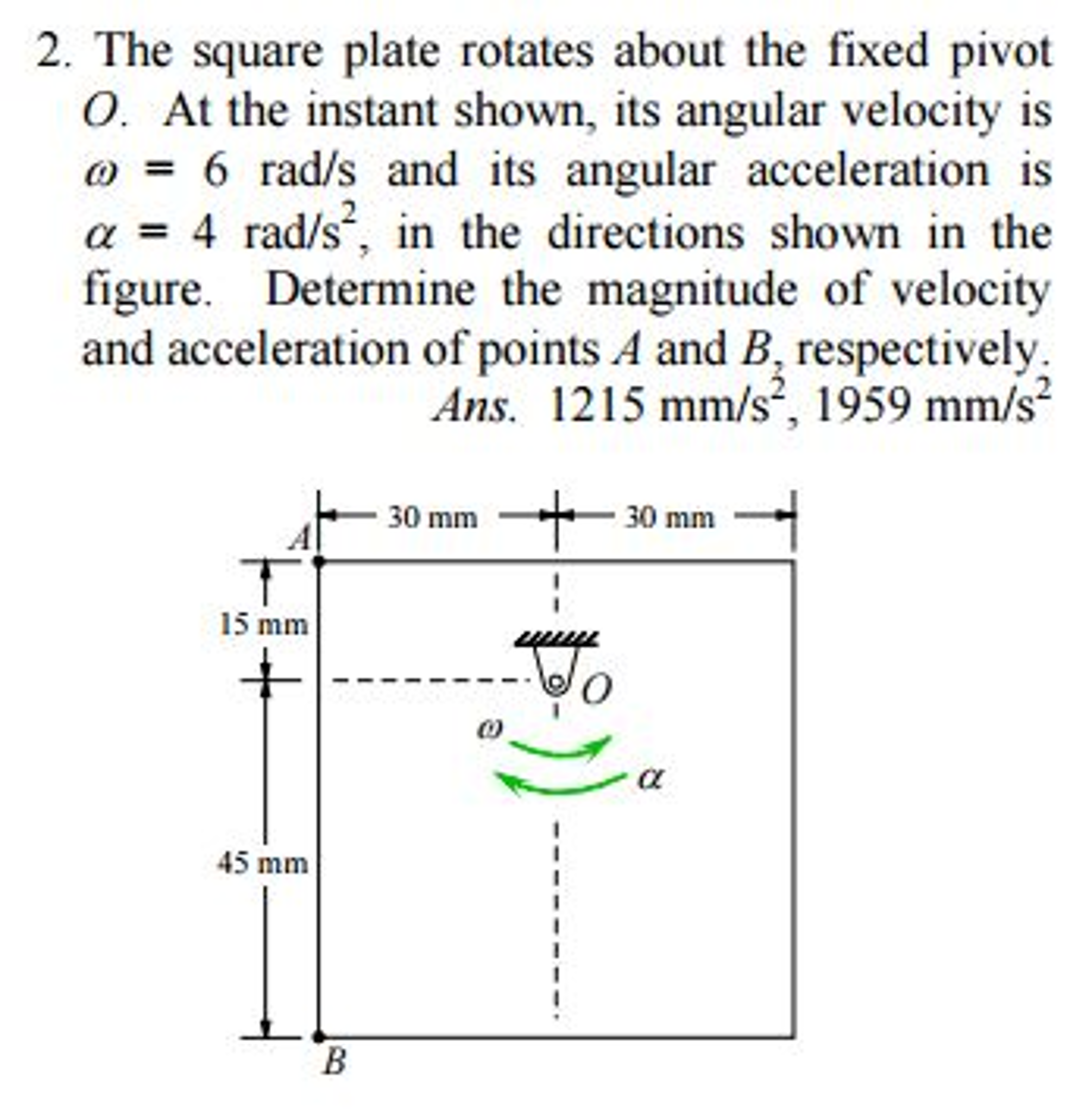 Solved The square plate rotates about the fixed pivot O. At | Chegg.com
