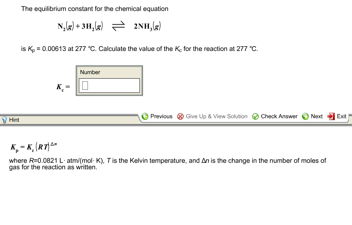 Solved The equilibrium constant for the chemical equation | Chegg.com