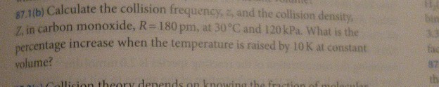 Solved e lb) Calculate the collision frequency, s, and the | Chegg.com