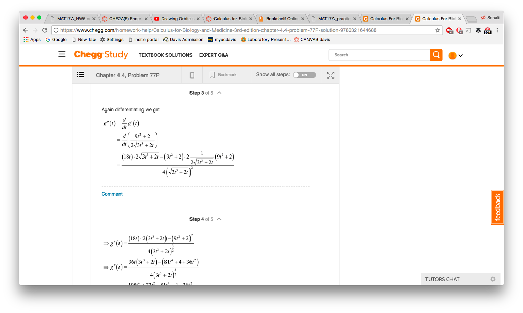 Solved MAT 17A, HW5px O Draw ng Orbital × Calculus tor Bio | Chegg.com