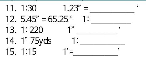 Solved 1: 30 1.23" = _______________' 5.45" = 65.25' 1: | Chegg.com