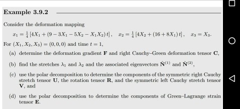 Solved Consider the deformation mapping x_1 = 1/4 (4X_1 + (9 | Chegg.com