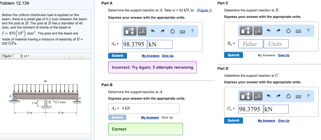 Solved Before the uniform distributed load is applied on the | Chegg.com
