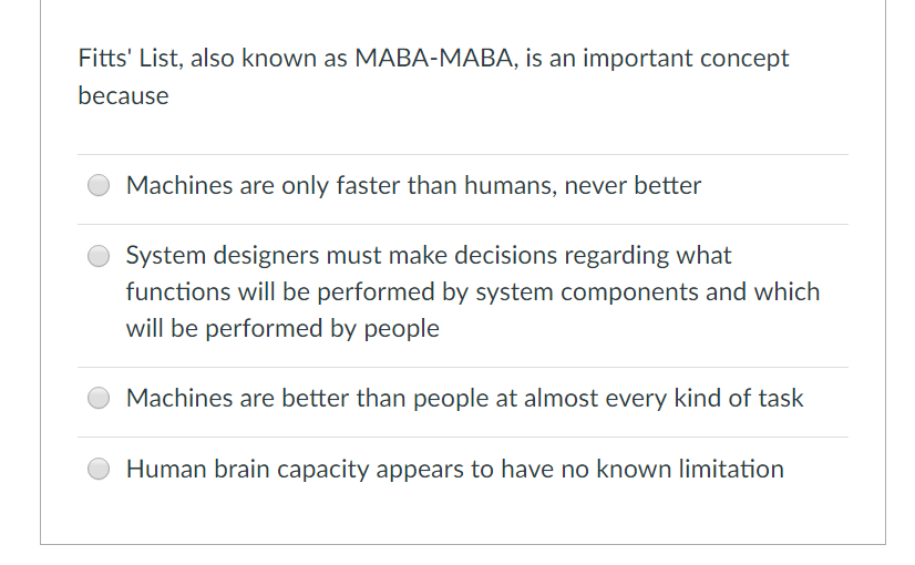 Solved Fitts' List, also known as MABA-MABA, is an important | Chegg.com