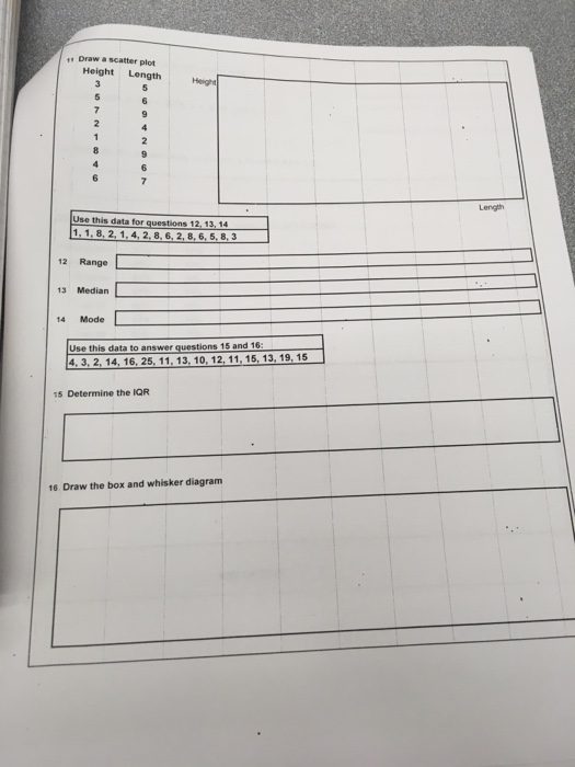Solved Draw a scatter plot Use this data for questions 12, | Chegg.com