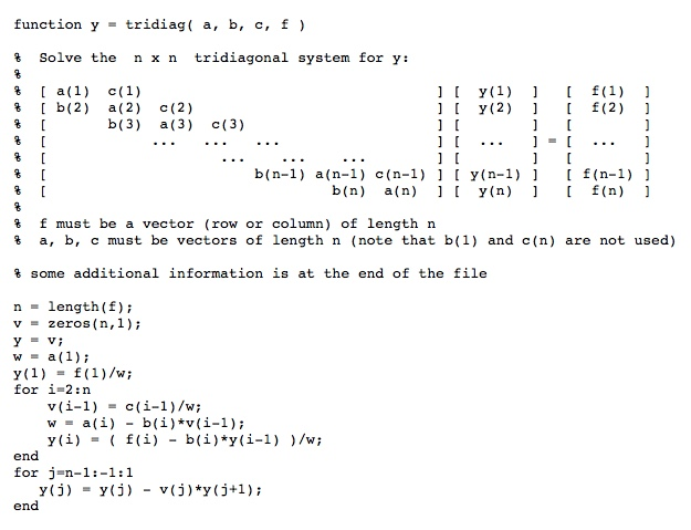 Solved function y - tridiag( a, b, c, f ) % Solve the n x n | Chegg.com