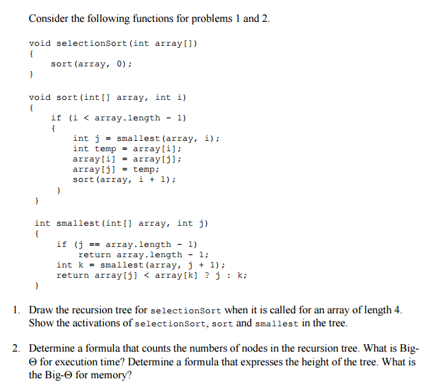 Solved Consider the following functions for problems 1 and | Chegg.com