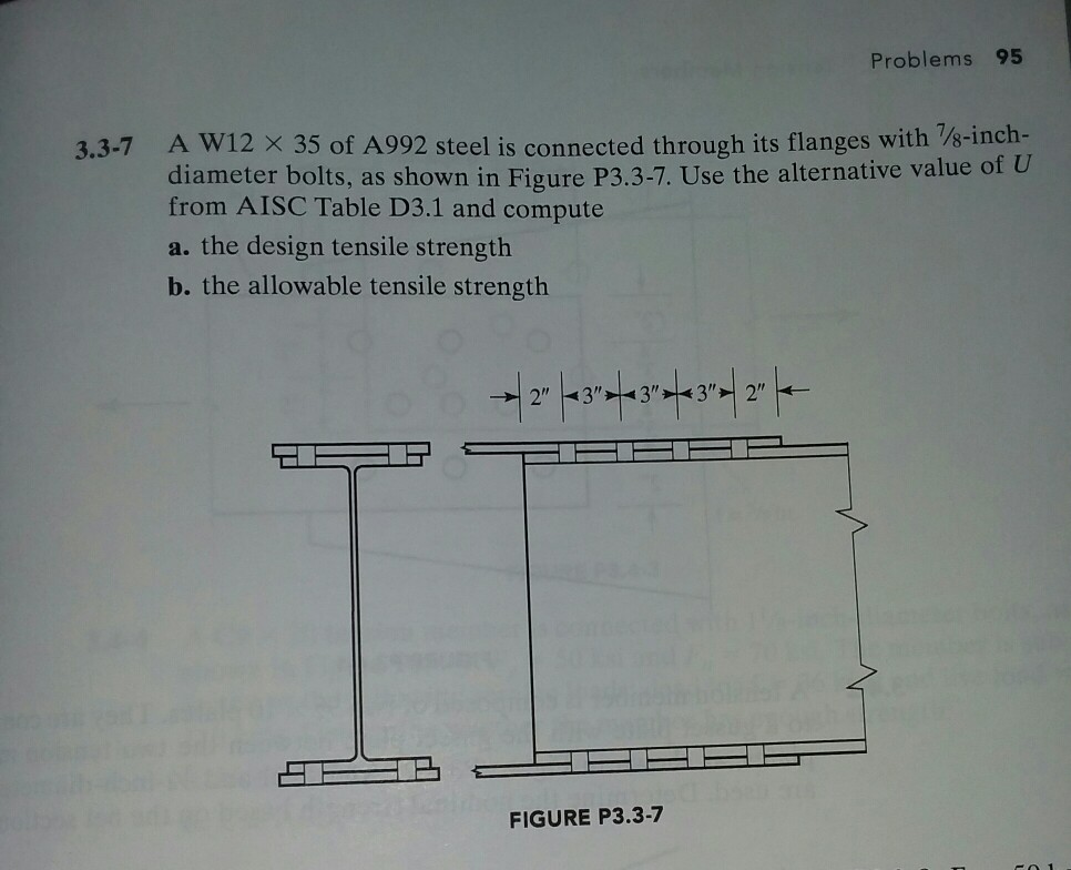 Solved Problems 95 A W12 × 35 of A992 steel is connected | Chegg.com