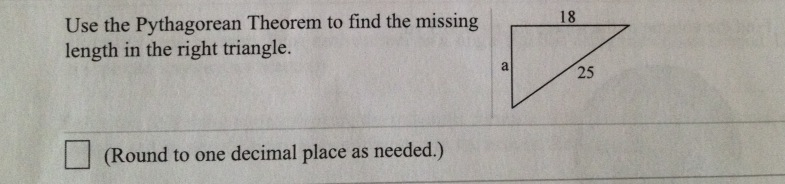 Solved Use the Pythagorean Theorem to find the missing | Chegg.com