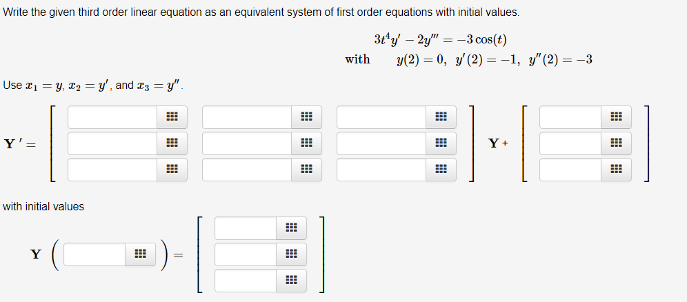 Solved Write the given third order linear equation as an | Chegg.com