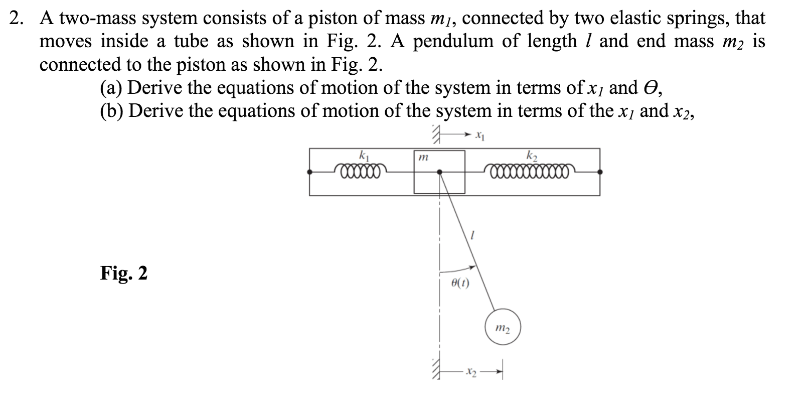 A two-mass system consists of a piston of mass mi, | Chegg.com