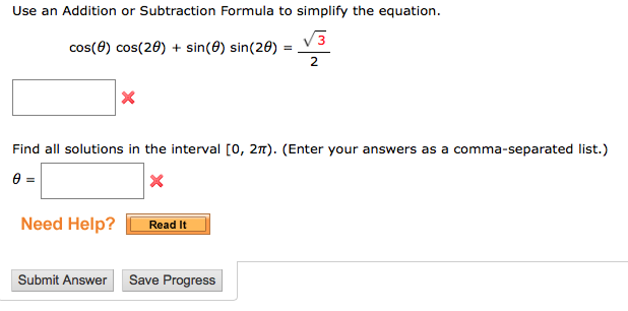 Solved Use an Addition or Subtraction Formula to simplify | Chegg.com