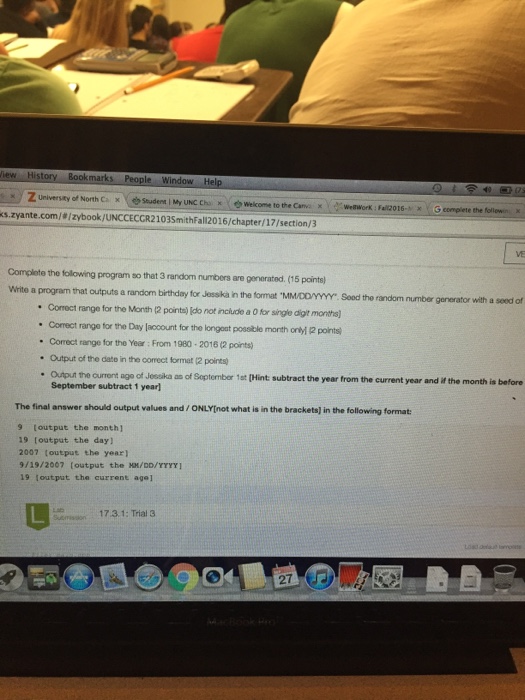 Solved Complete the following program so that 3 random | Chegg.com