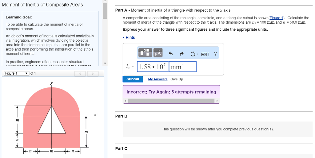 Solved Moment of Inertia of Composite Areas Part A - Moment | Chegg.com