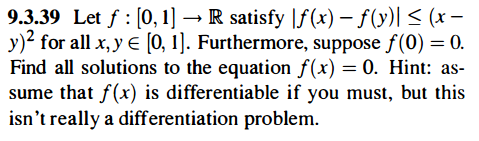 Solved: Let F : [0,1] Rightarrow R Satisfy |f(x) - F(y)| (... | Chegg.com