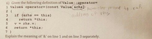 Solved Given the following definition of Value:: operator = | Chegg.com
