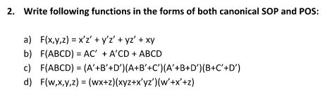Solved 2. Write following functions in the forms of both | Chegg.com