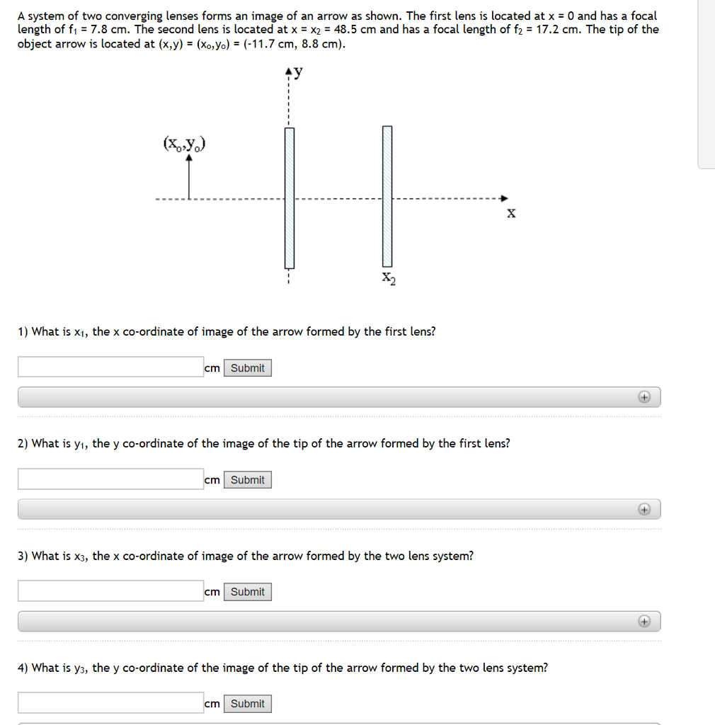 Solved A system of two converging lenses forms an image of | Chegg.com