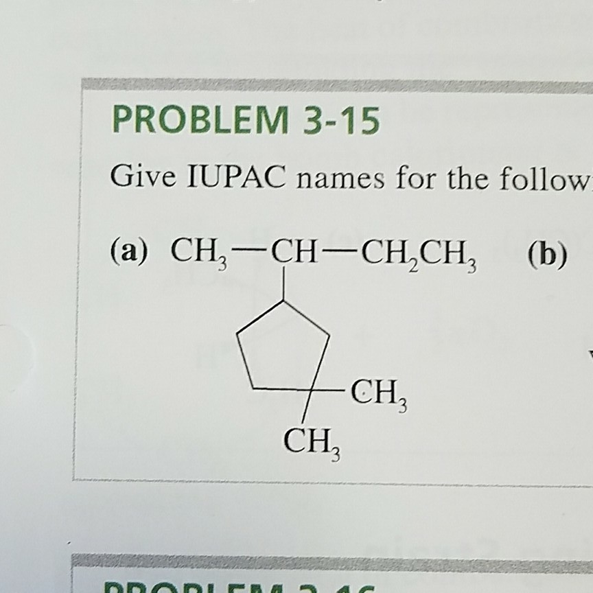 Solved PROBLEM 3-15 Give IUPAC names for the follow (a) | Chegg.com