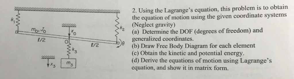 Solved 2. Using the Lagrange's equation, this problem is to | Chegg.com