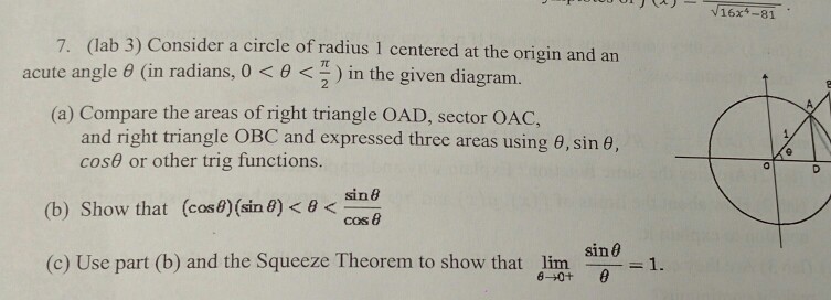 Solved Consider a circle of radius 1 centered at the origin | Chegg.com