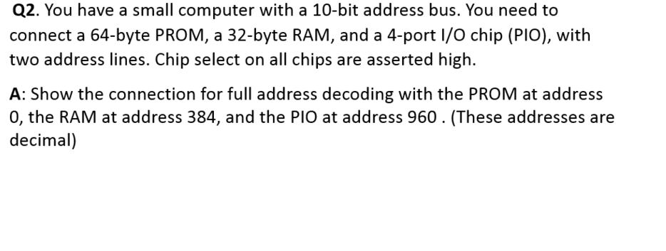 Solved You have a small computer with a 10-bit address bus. | Chegg.com