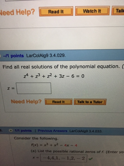 Solved Find all real solutions of the polynomial equation. | Chegg.com