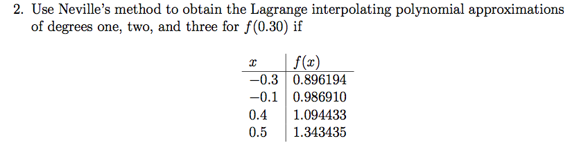 Use Neville's method to obtain the Lagrange | Chegg.com