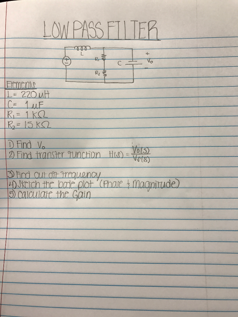 Solved Verify That This Rlc Circuit Is A Low Pass Filter
