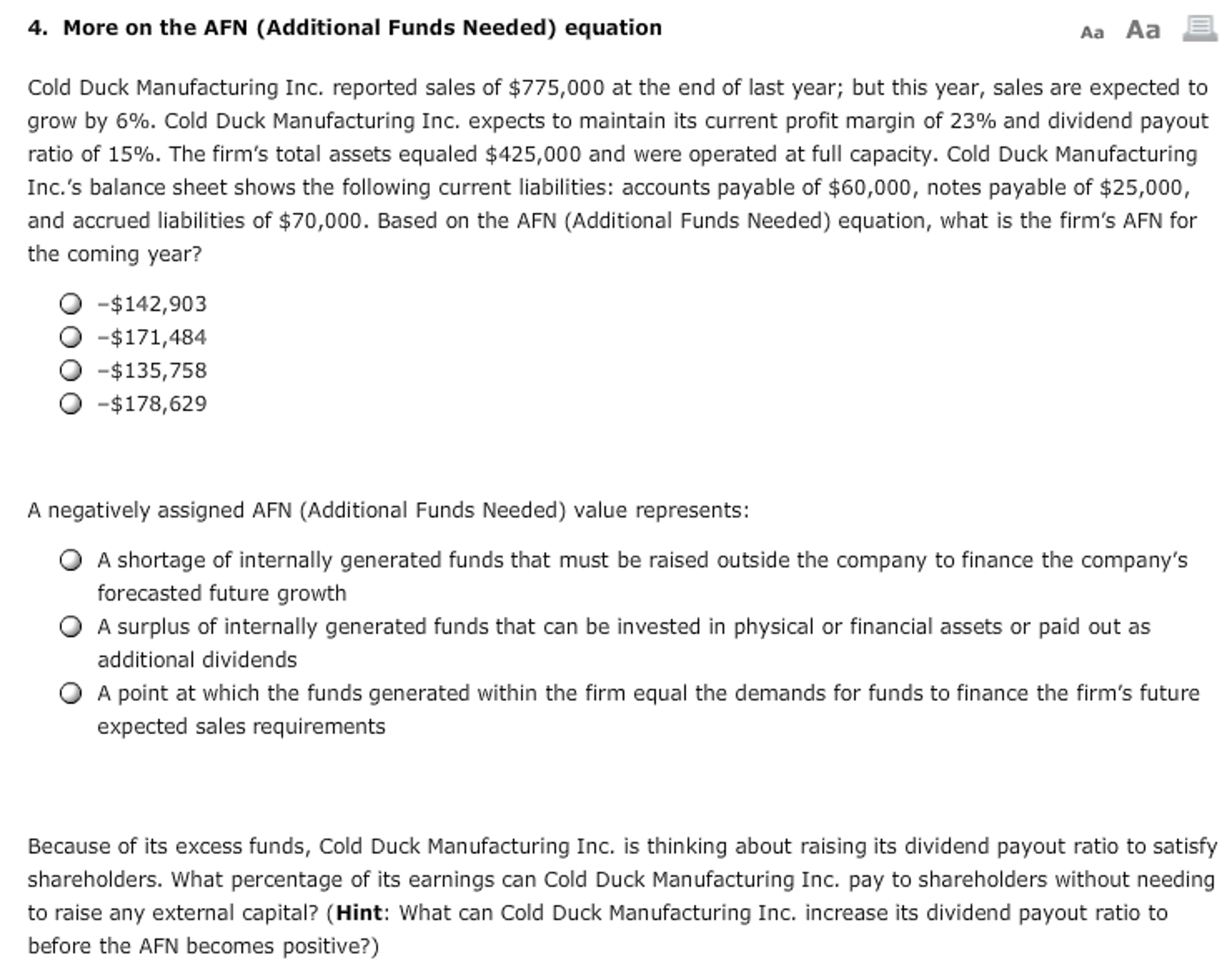 Solved More on the AFN (Additional Funds Needed) equation | Chegg.com