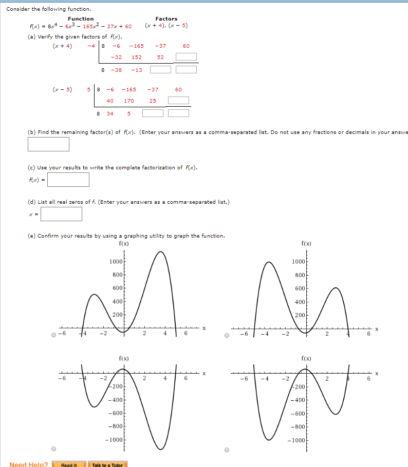 Solved Consider the following function. Function Factors Ax) | Chegg.com