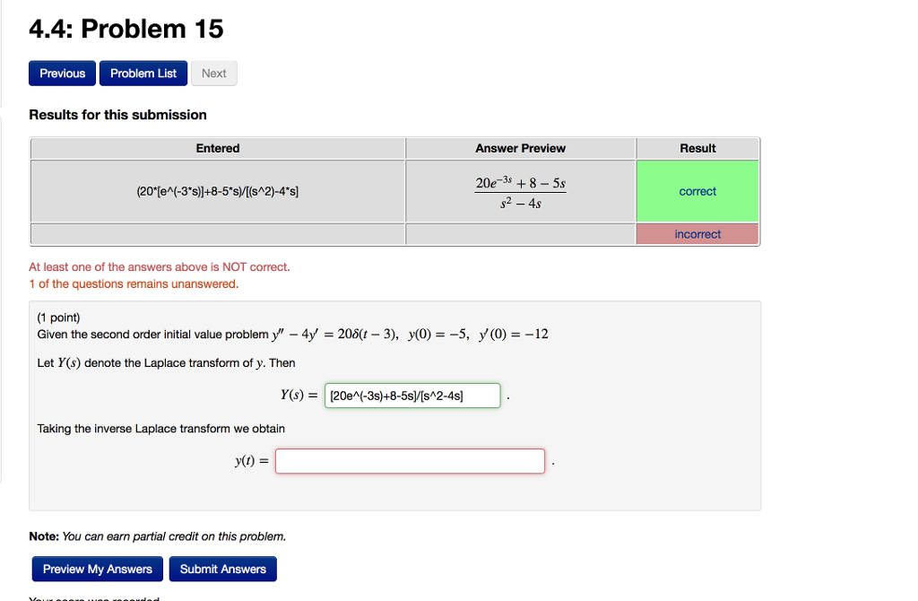 Solved 4.4: Problem 15 Previous Problem List Next Results | Chegg.com