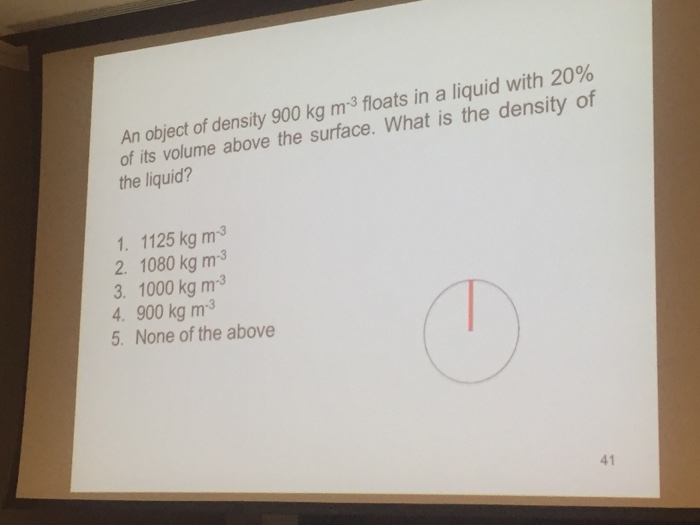 Solved An object of density 900 kg m^-3 floats in a liquid | Chegg.com