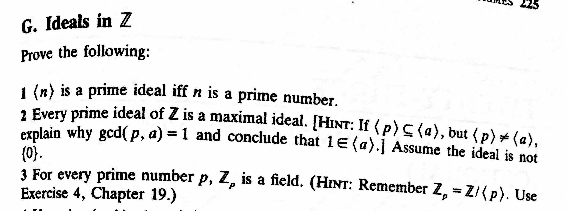 Solved Prove the following: 1 (n) is a prime ideal iff n is | Chegg.com